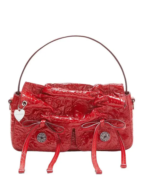 Acne Studios Micro Multi-pocket Bag In Crinkled Patent Leather - Red