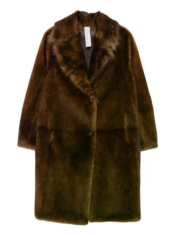FURLING BY GIANI Fur-trimmed Single-breasted Coat - Brown