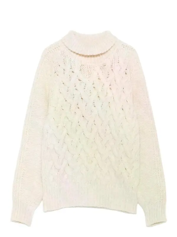 Eleventy Cable Knit Turtleneck Sweater - Neutrals
