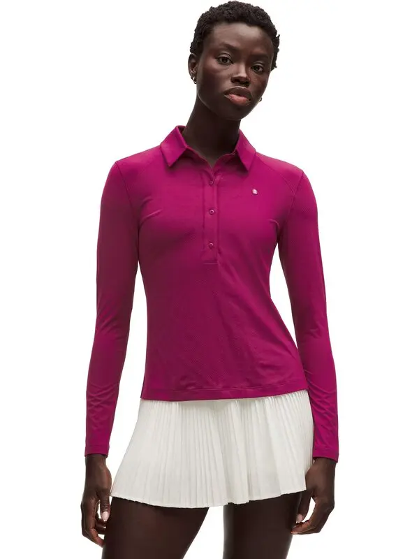 Lululemon Quick-dry Long-sleeve Polo - Raspberry Rave