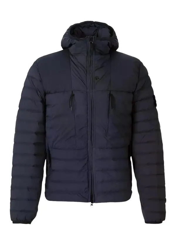 Stone Island Quilted Jacket With Logo Patch - Blue