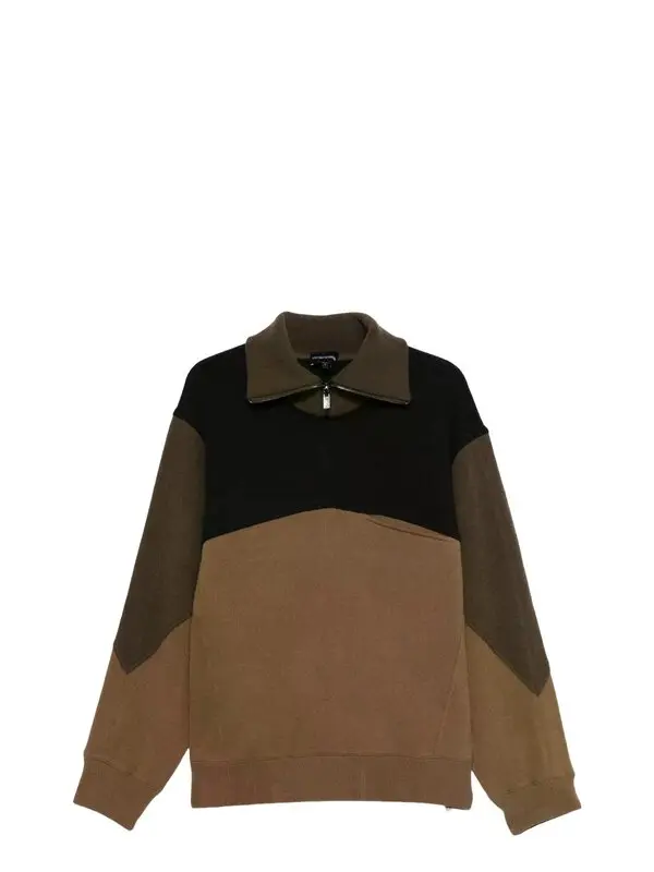 Emporio Armani Colour-block Zip-up Sweatshirt - Brown