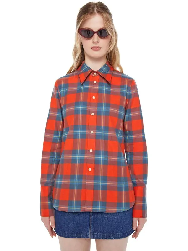 MOTHER Chloe Fineman X The Mayday Checked In Shirt - Red