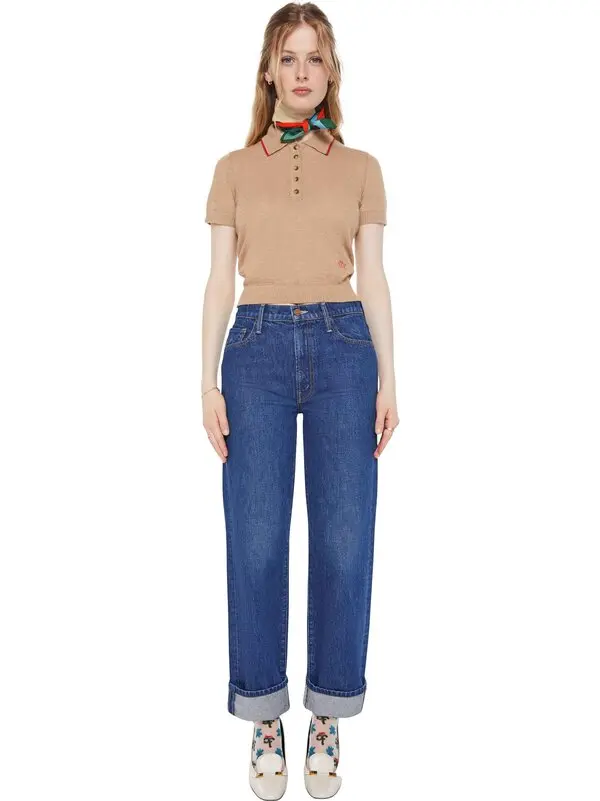 MOTHER Chloe Fineman X The Glider Hover Cuff Cabin Fever Jeans - Blue