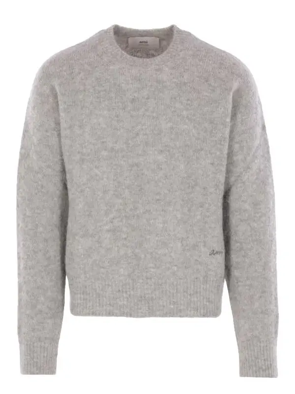 Ami Alpaca And Wool Knit Sweater - Gris