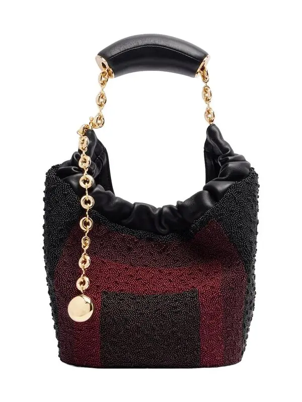 Loewe Squeeze Mini Beaded Leather Tote Bag - Black