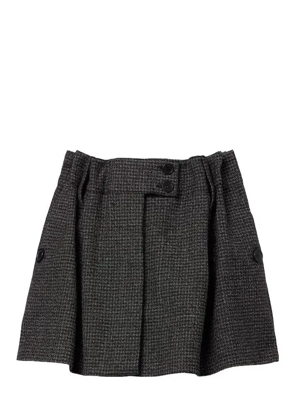 Prada Herringbone Virgin Wool Miniskirt - Black