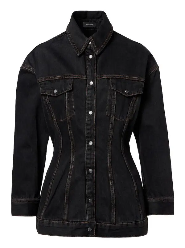 Wardrobe.NYC Contour Denim Jacket - Black