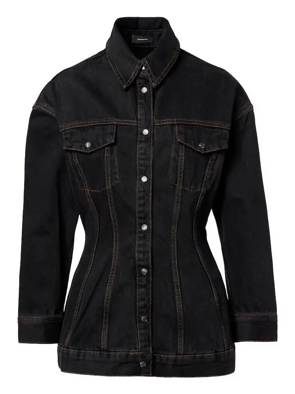 Wardrobe.NYC Contour Denim Jacket - Black