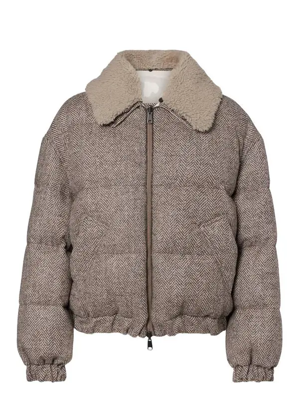 Brunello Cucinelli Wool-blend Down Jacket - Grey