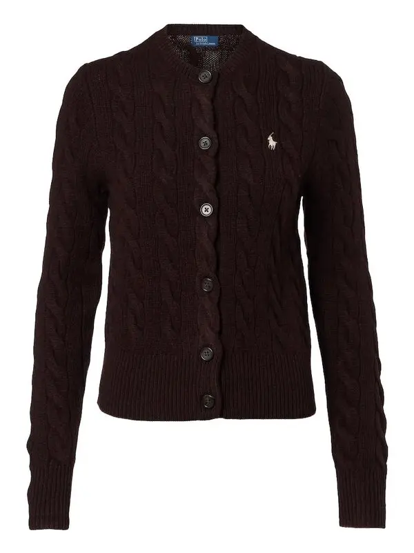 Polo Ralph Lauren Cable-knit Wool And Cashmere Cardigan - Brown