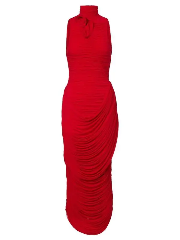 Magda Butrym Floral-appliqué Draped Gown - Red