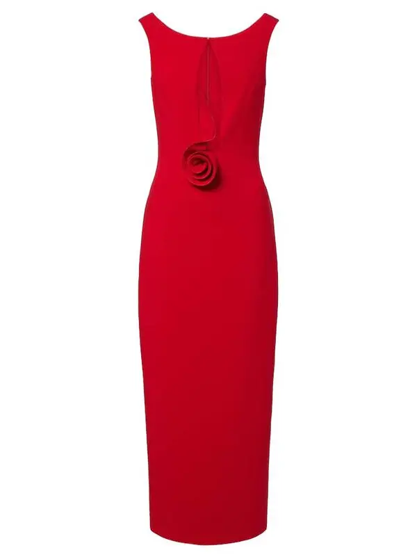 Magda Butrym Floral-appliqué Wool-blend Gown - Red