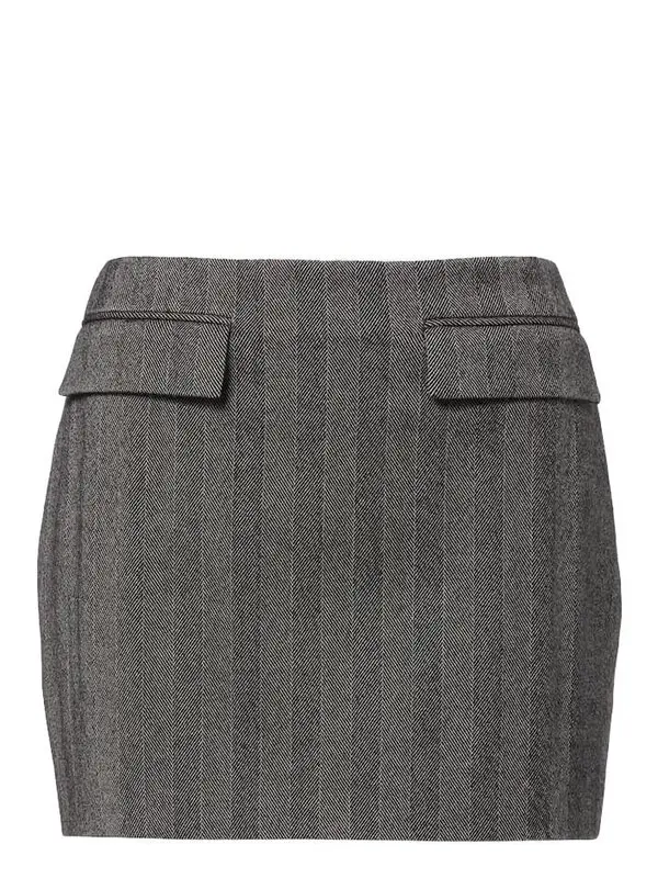 FERRAGAMO Striped Wool-blend Miniskirt - Grey