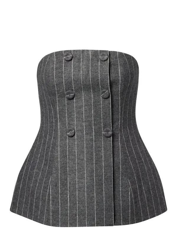 Carolina Herrera Double-breasted Striped Top - Grey