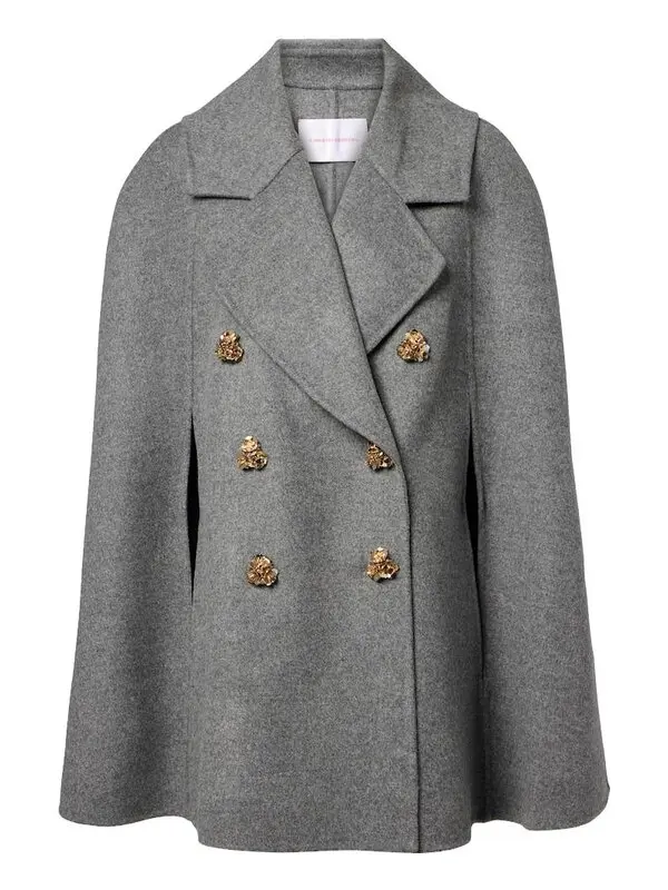 Carolina Herrera Double-breasted Virgin Wool Cape - Grey