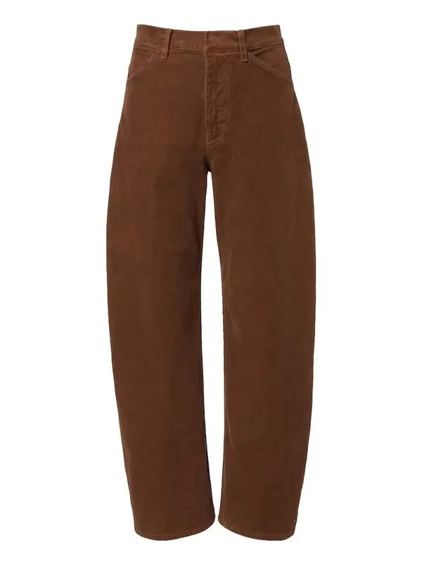 NILI LOTAN Tribeca Cotton-blend Corduroy Barrel-leg Pants - Brown
