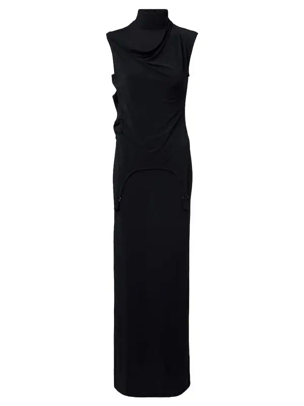 Jean Paul Gaultier Draped Jersey Maxi Dress - Black
