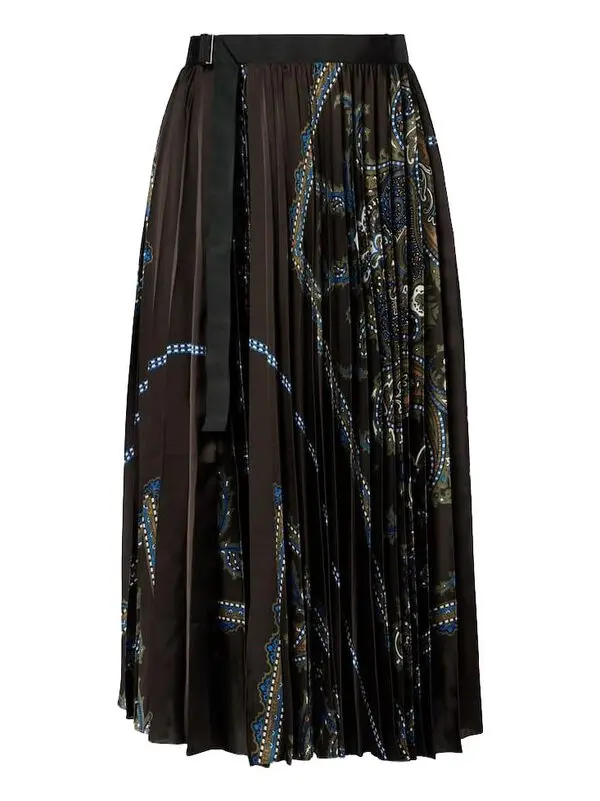 Sacai Paisley Plissé Midi Skirt - Multicoloured