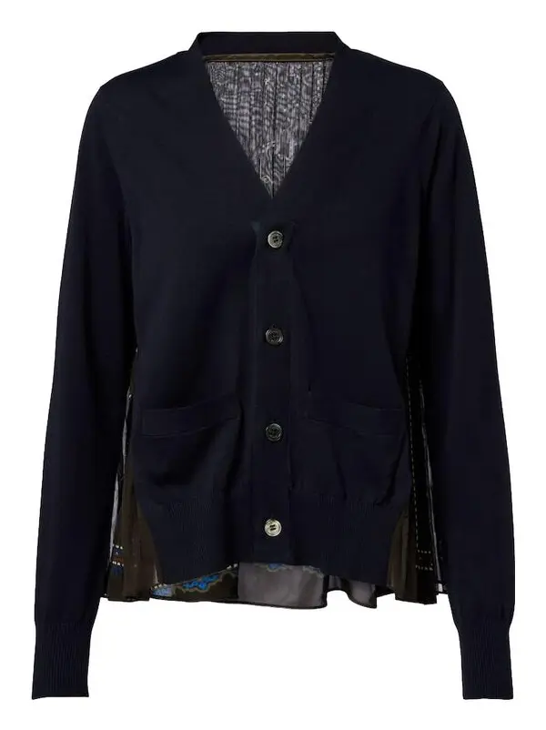 Sacai Paneled Cardigan - Blue