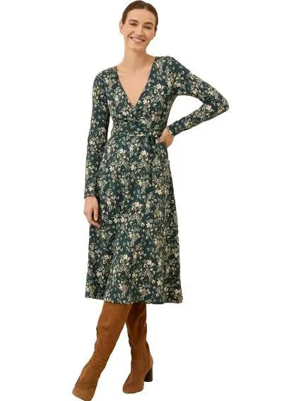 PACT Fit & Flare Wrap Dress - Fjord Floral