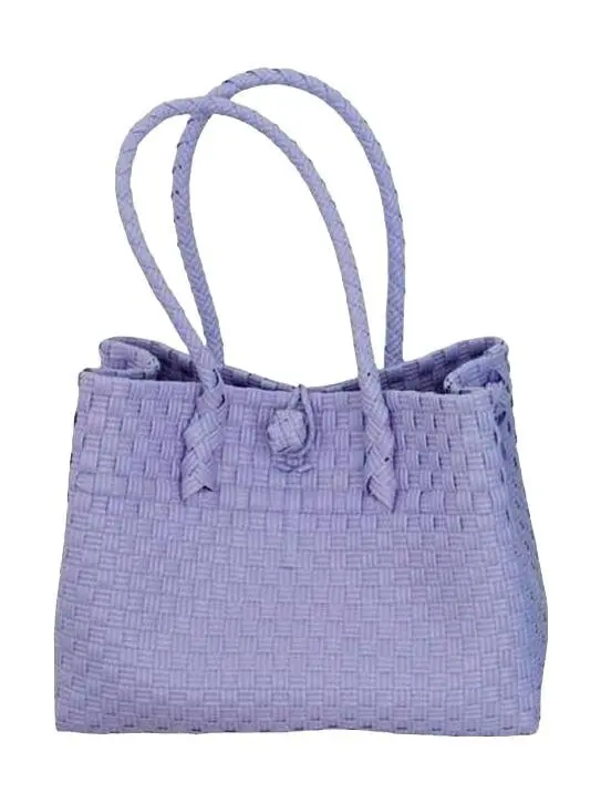 Pink Haley Recycled Plastic Woven Tote - Purple