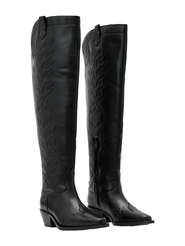 ALLSAINTS Landon Over-the-knee Western Boots - Black