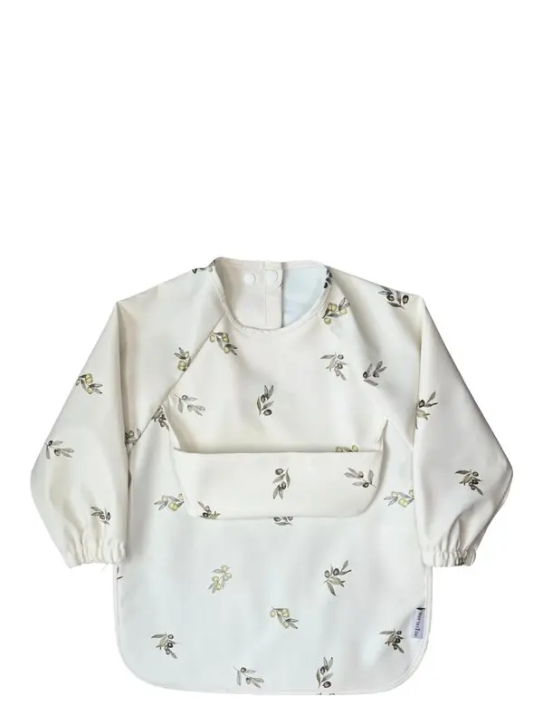 NEFERLAND High-pocket Long Sleeve Bib Smock - Zaytoun Olives (6m-24m)