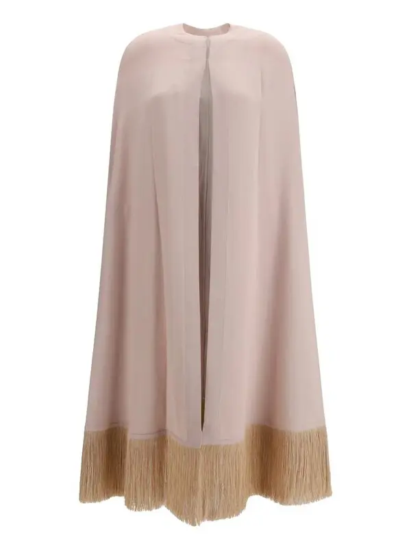 DI STAVNITSER Crepe Cape With Fringes - Beige