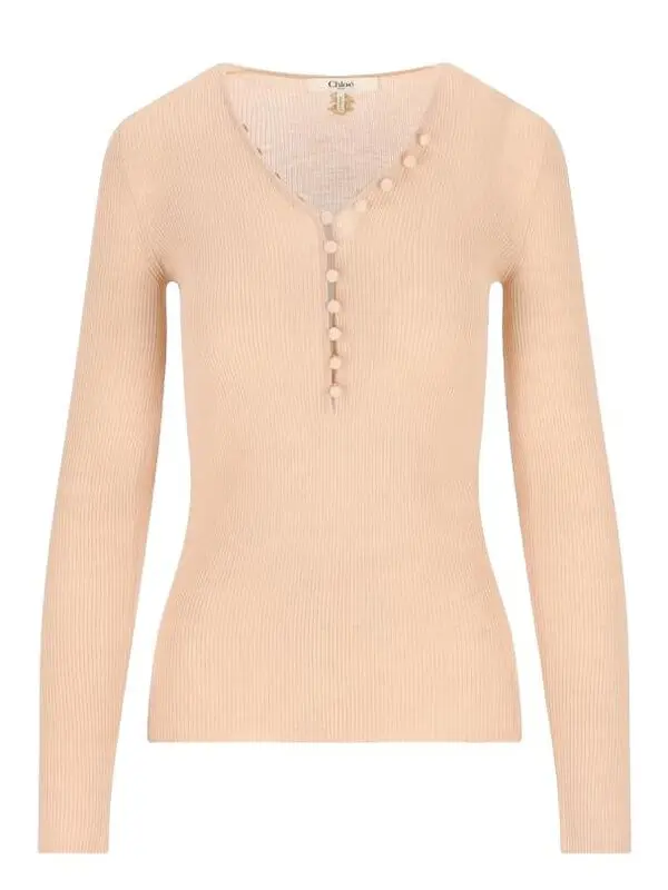 Chloé Fitted Merino Wool Top - Honey Pink