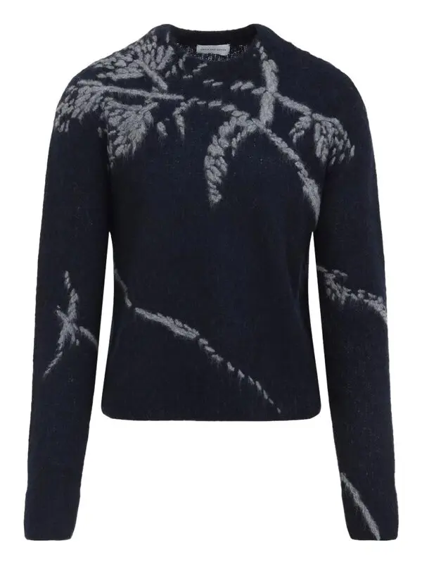 Dries Van Noten Floral Wool Blend Sweater - Blue