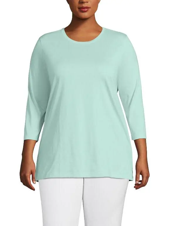 LANDS' END Supima Cotton 3/4 Sleeve Tunic - Pale Sky