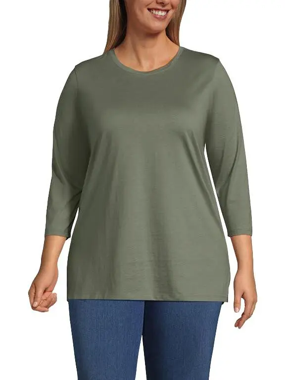 LANDS' END Supima Cotton 3/4 Sleeve Tunic - Sage