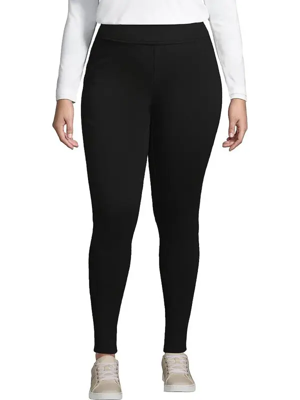 LANDS' END High Rise Serious Sweats Fleece Lined Pocket Leggings - Black