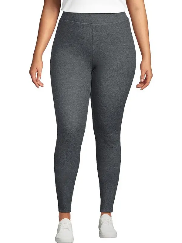 LANDS' END High Rise Serious Sweats Fleece Lined Pocket Leggings - Charcoal Heather