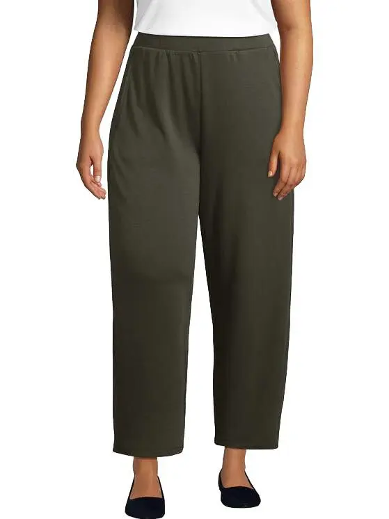 LANDS' END Sport Knit High-rise Barrel Ankle Pants - Forest Moss