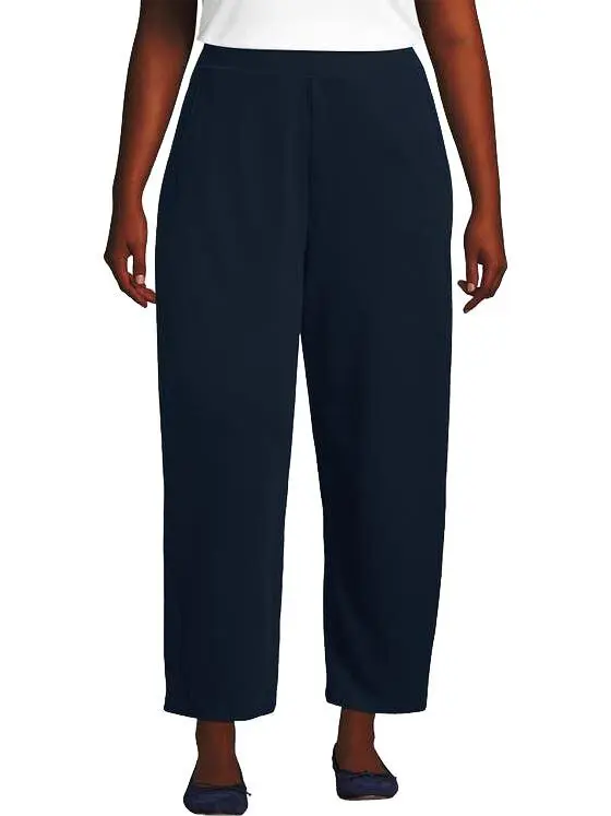 LANDS' END Sport Knit High-rise Barrel Ankle Pants - Radiant Navy