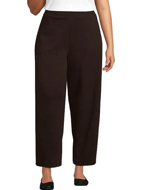 LANDS' END Sport Knit High-rise Barrel Ankle Pants - Rich Coffee