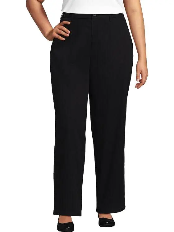 LANDS' END Chino High-rise Straight-leg Trousers - Black