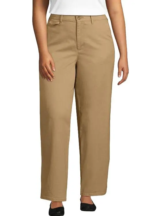 LANDS' END Chino High-rise Straight-leg Trousers - Desert Tan