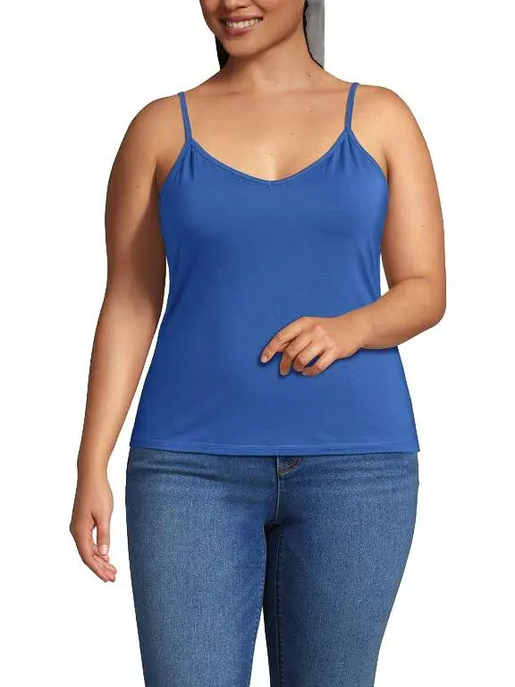 LANDS' END Cooling V-neck Camisole - Muted Cobalt Blue