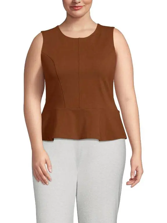 LANDS' END Sleeveless Peplum Top - Rich Ginger Brown