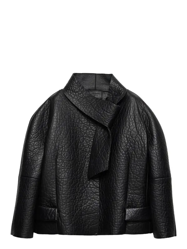 Prada Bonded Nappa Leather Kimono Jacket - Black