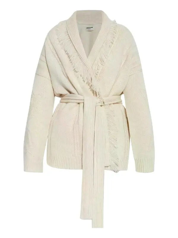 Zadig&Voltaire Fringed Belted Cardigan - Neutrals