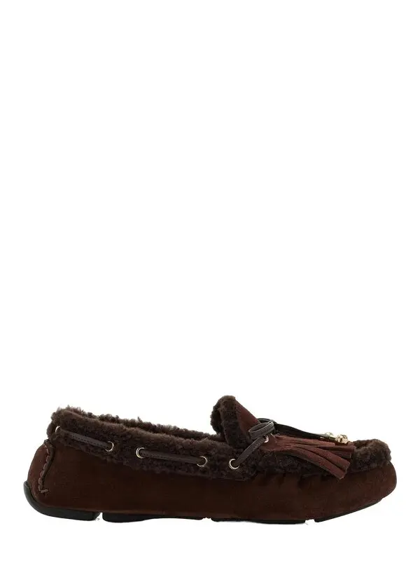 JIMMY CHOO Manon Shearling Driving Loafers - Brown
