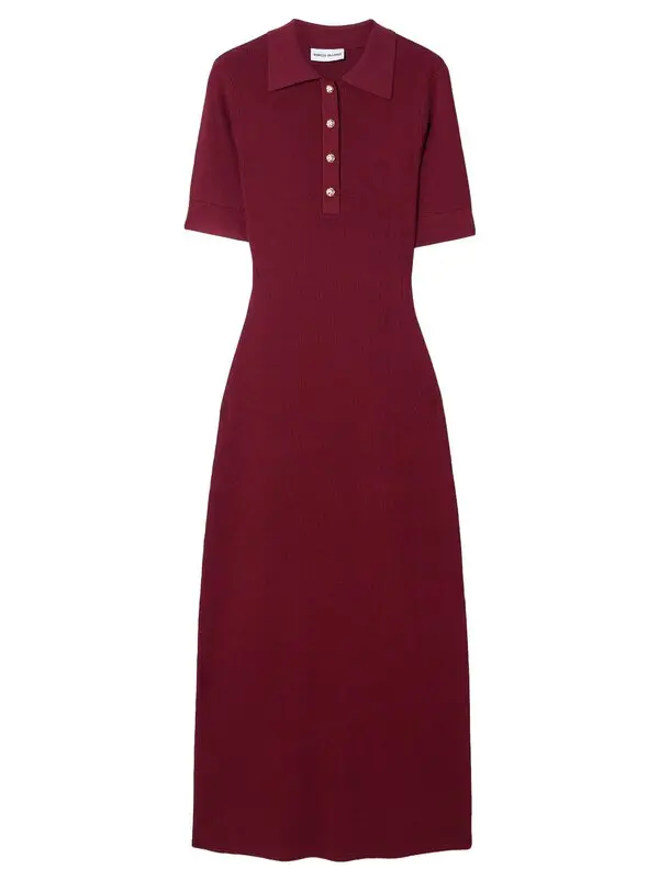 Rebecca Vallance Reagan Ribbed Jersey Midi Dress - Burgundy