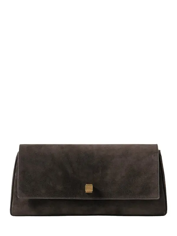 Khaite Audrey Suede Clutch - Brown