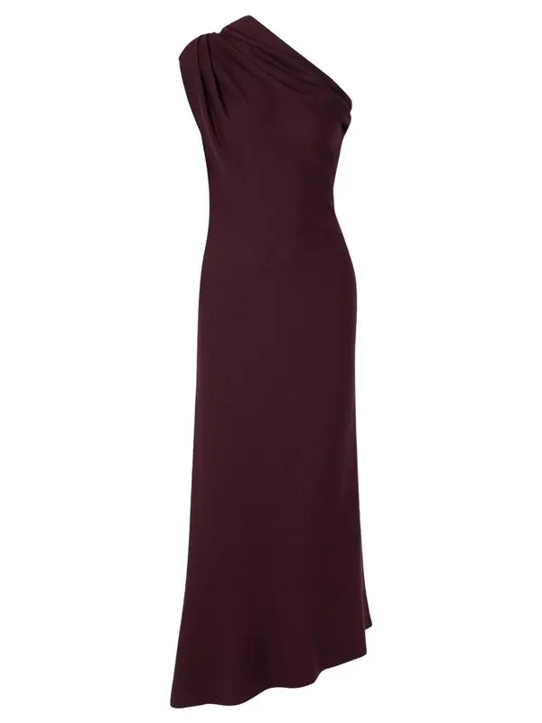 Khaite Coast One-shoulder Wool-blend Maxi Dress - Burgundy