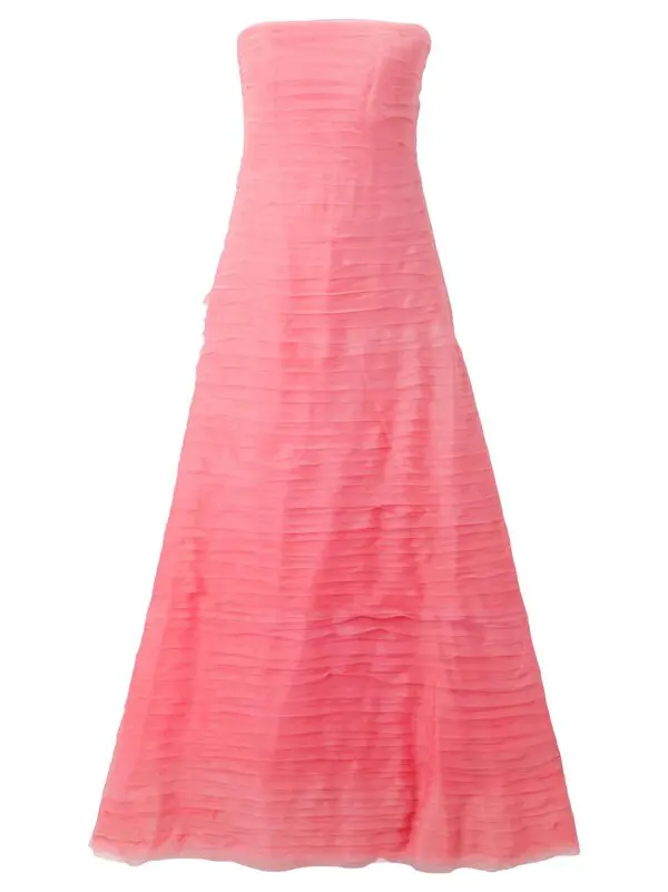 Aje Soundscape Strapless Layered Chiffon Gown - Pink