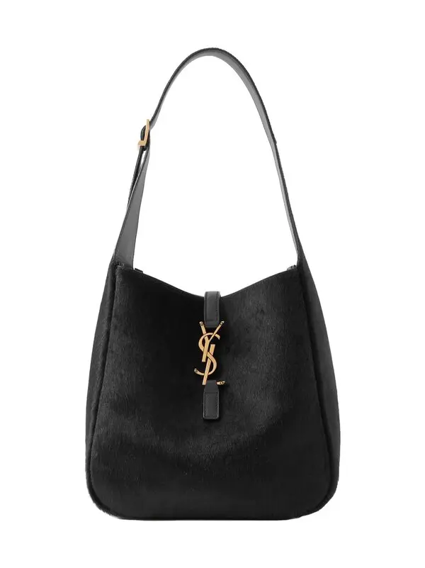 Saint Laurent Le 5 À 7 Embellished Calf Hair Shoulder Bag - Black